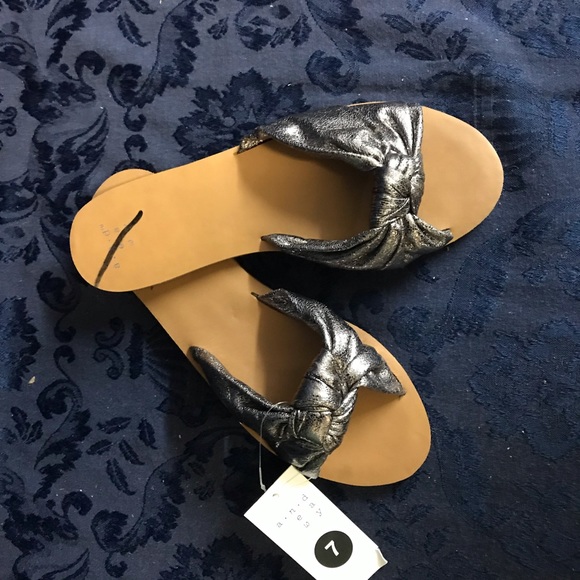 a.n.a | Shoes | Ana Dark Silver Flat Slidessandals Nwt | Poshmark